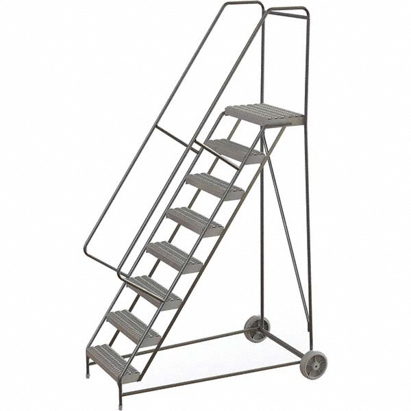 TRI-ARC - Aluminum Wheelbarrow Rolling Ladder: 80" Platform, 350 lb ...