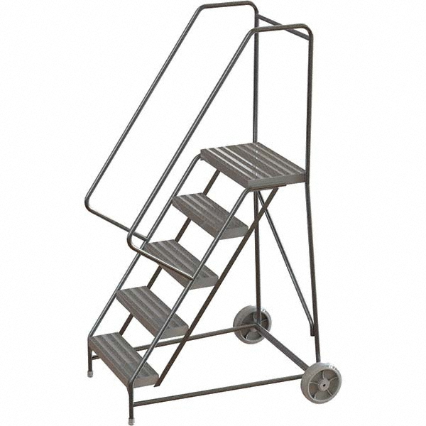 TRI-ARC - Aluminum Wheelbarrow Rolling Ladder: 50" Platform, 350 lb ...