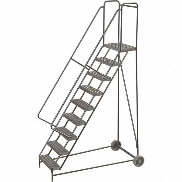TRI-ARC - Aluminum Wheelbarrow Rolling Ladder: 90" Platform, 350 lb ...