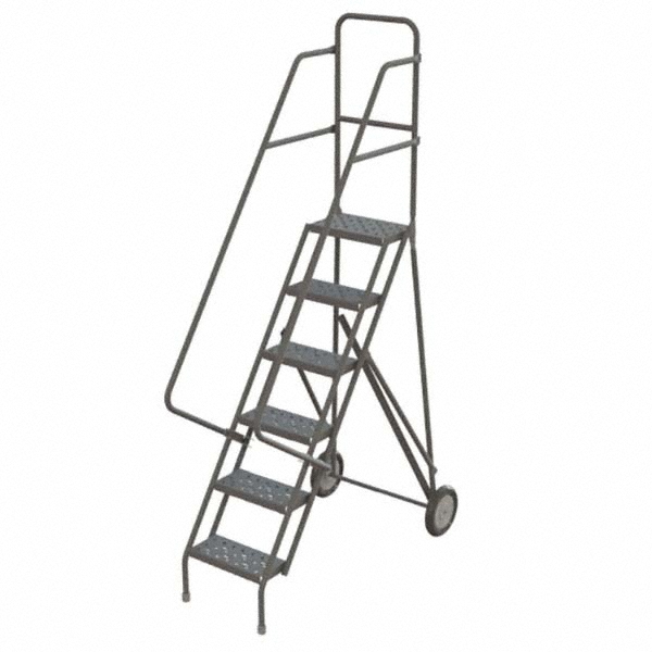 TRI-ARC - Steel Rolling Ladder: 60" Platform, 450 lb Capacity, 6 Step ...