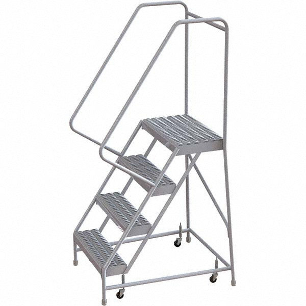 TRI-ARC - Aluminum Rolling Ladder: 350 lb Capacity, 4 Step | MSC Direct