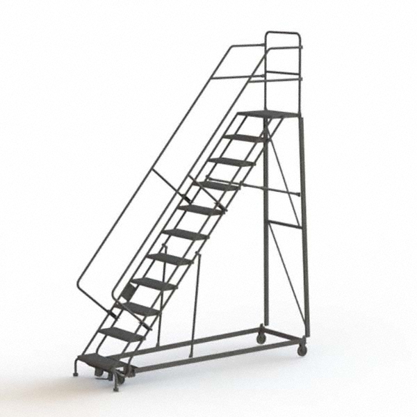 TRI-ARC - Steel Rolling Ladder: 11" Platform, 600 lb Capacity, 11 Step ...