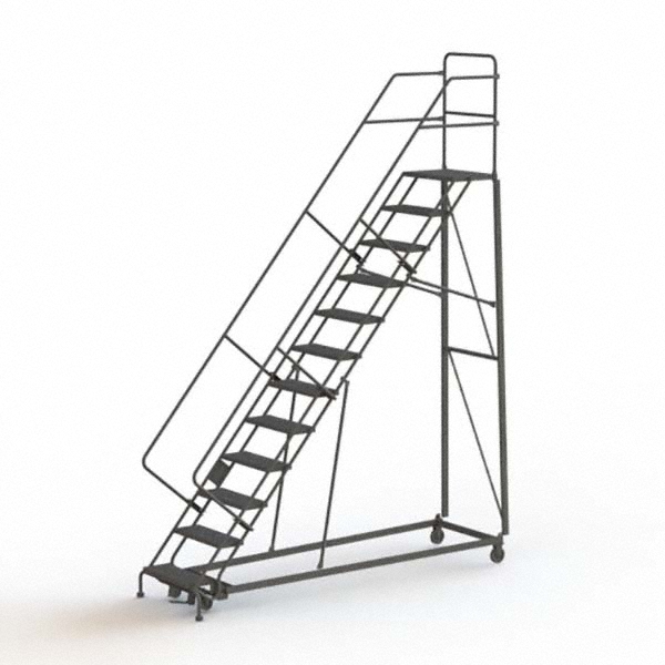 TRI-ARC - Steel Rolling Ladder: 12" Platform, 600 lb Capacity, 12 Step ...