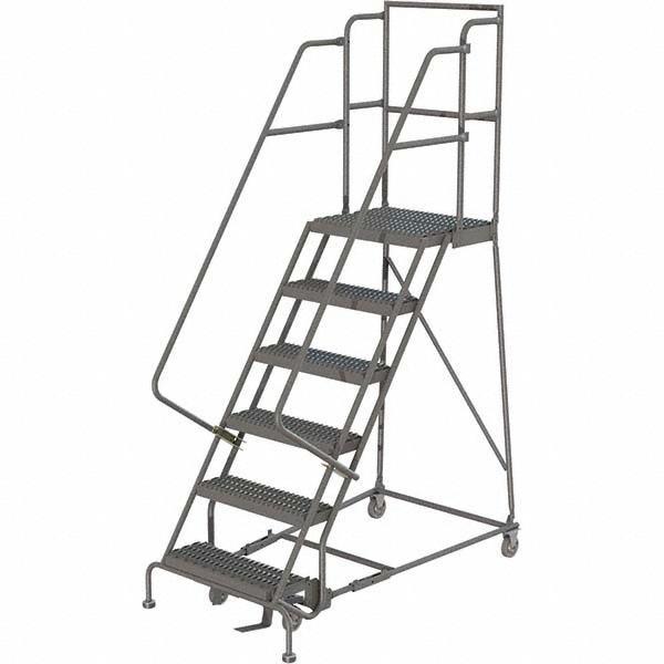 TRI-ARC - Steel Spring-Loaded Rolling Ladder: 450 lb Capacity, 6 Step ...
