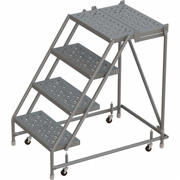 TRI-ARC - Steel Spring-Loaded Rolling Ladder: 450 lb Capacity, 4 Step ...