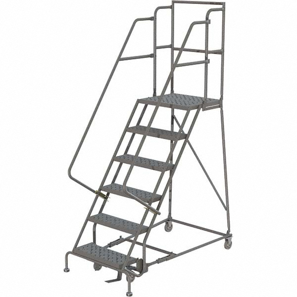 TRI-ARC - Steel Spring-Loaded Rolling Ladder: 450 lb Capacity, 6 Step ...