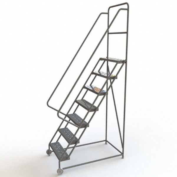 TRI-ARC - Steel Tilt & Roll Rolling Ladder: 450 lb Capacity, 7 Step ...