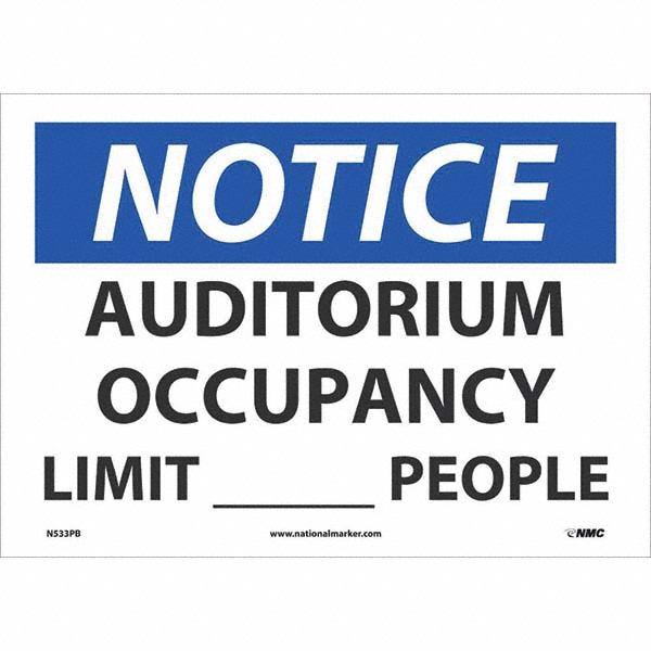 NMC - "Notice Auditorium Occupancy Limit____People", 10" High x 14 ...