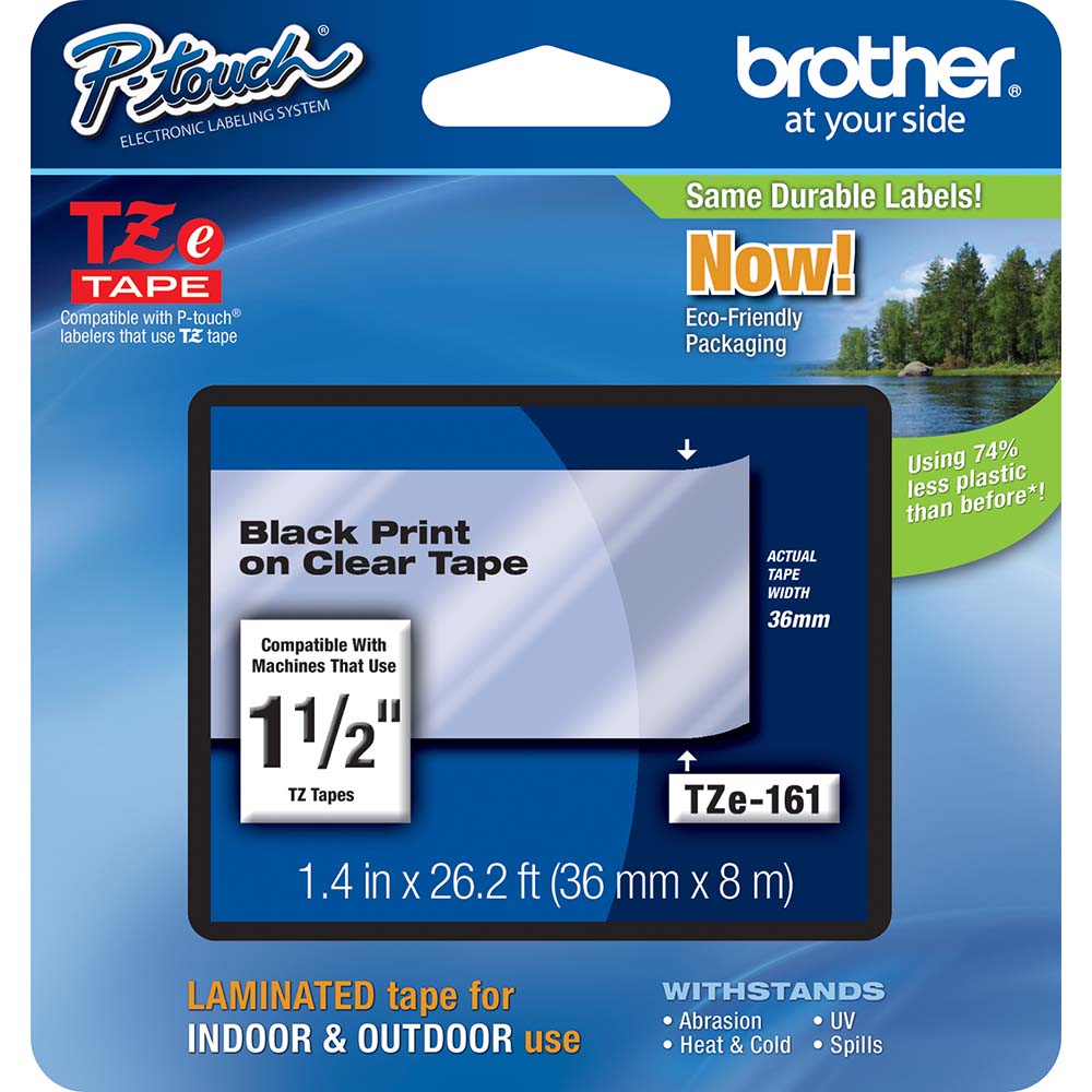 Brother - Label Tape Ribbon: 26.2' Long, Black & Clear, Polyester | MSC ...