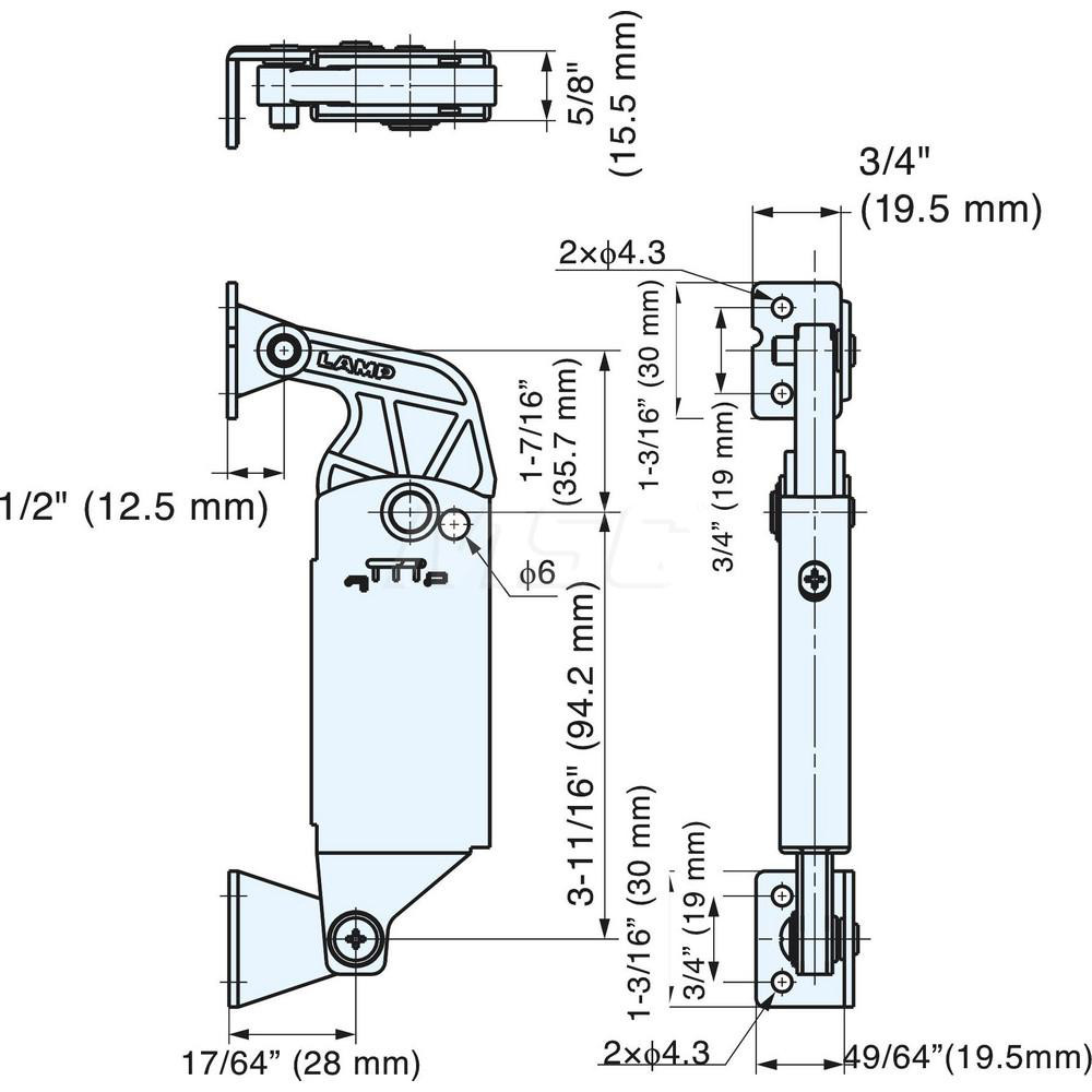 Sugatsune - Damping Stays; Type: Balance Adjustable Spring Loaded Lid ...