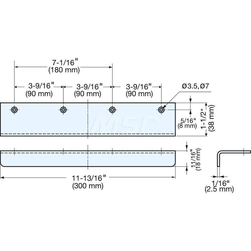 Sugatsune - Edge Pulls: Width (Inch): 11-13/16; Depth (Inch): 1-1/2 ...