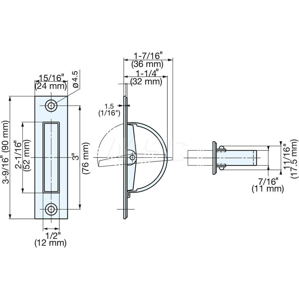 Sugatsune - 3-35/64" SATIN HATCH PULL | MSC Direct