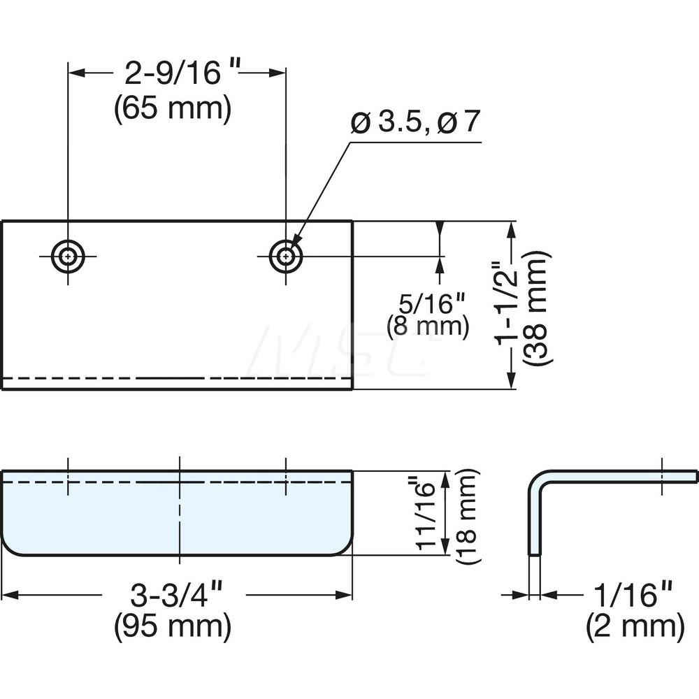 Sugatsune - Edge Pulls: Width (Inch): 3-47/64; Depth (Inch): 1-1/2 ...