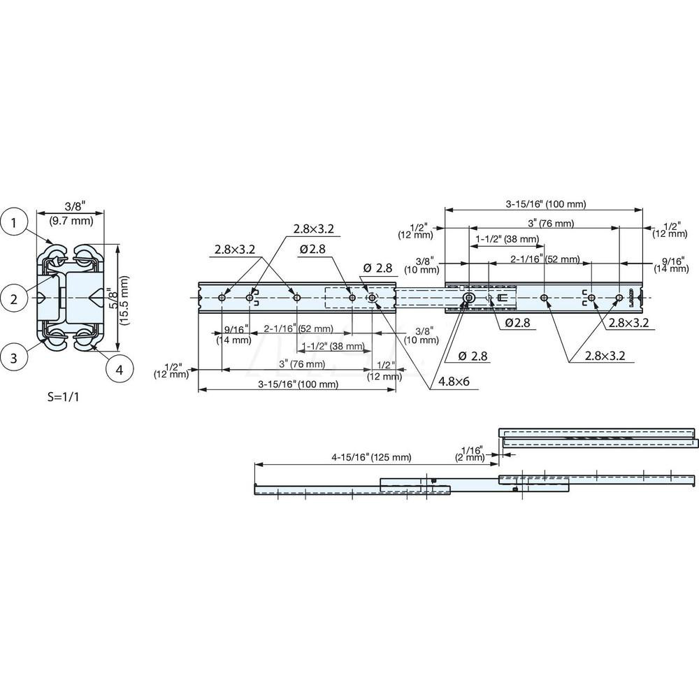 Sugatsune - Drawer Slides: Extension Style: Full | MSC Direct