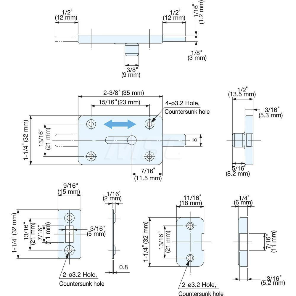 Sugatsune - 35MM CNTD STRK SS SLIDE BOLT | MSC Direct