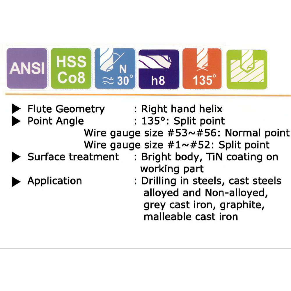 YG-1 - Jobber Length Drill Bits: Drill Bit Size (Wire): #66; Drill Bit ...