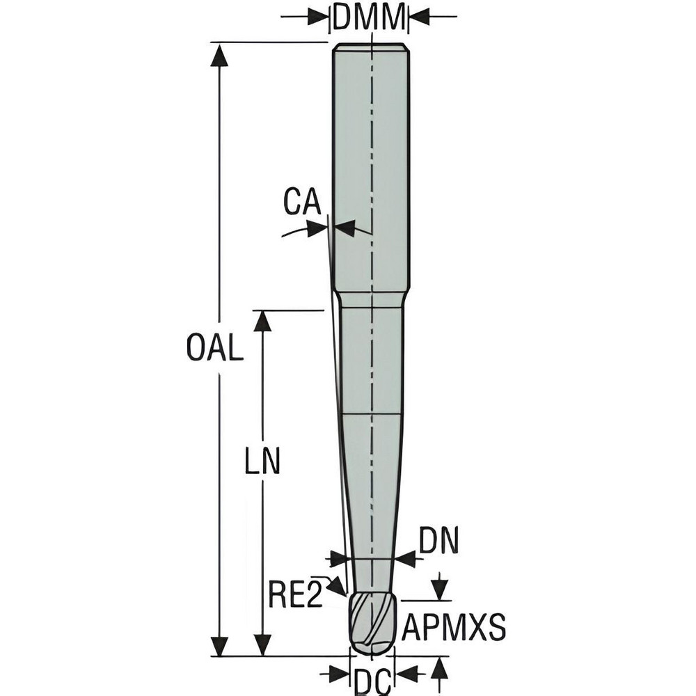 Seco - Ball End Mill: 5.00 mm Dia, 4.50 mm LOC, 2 Flute, Solid Carbide ...