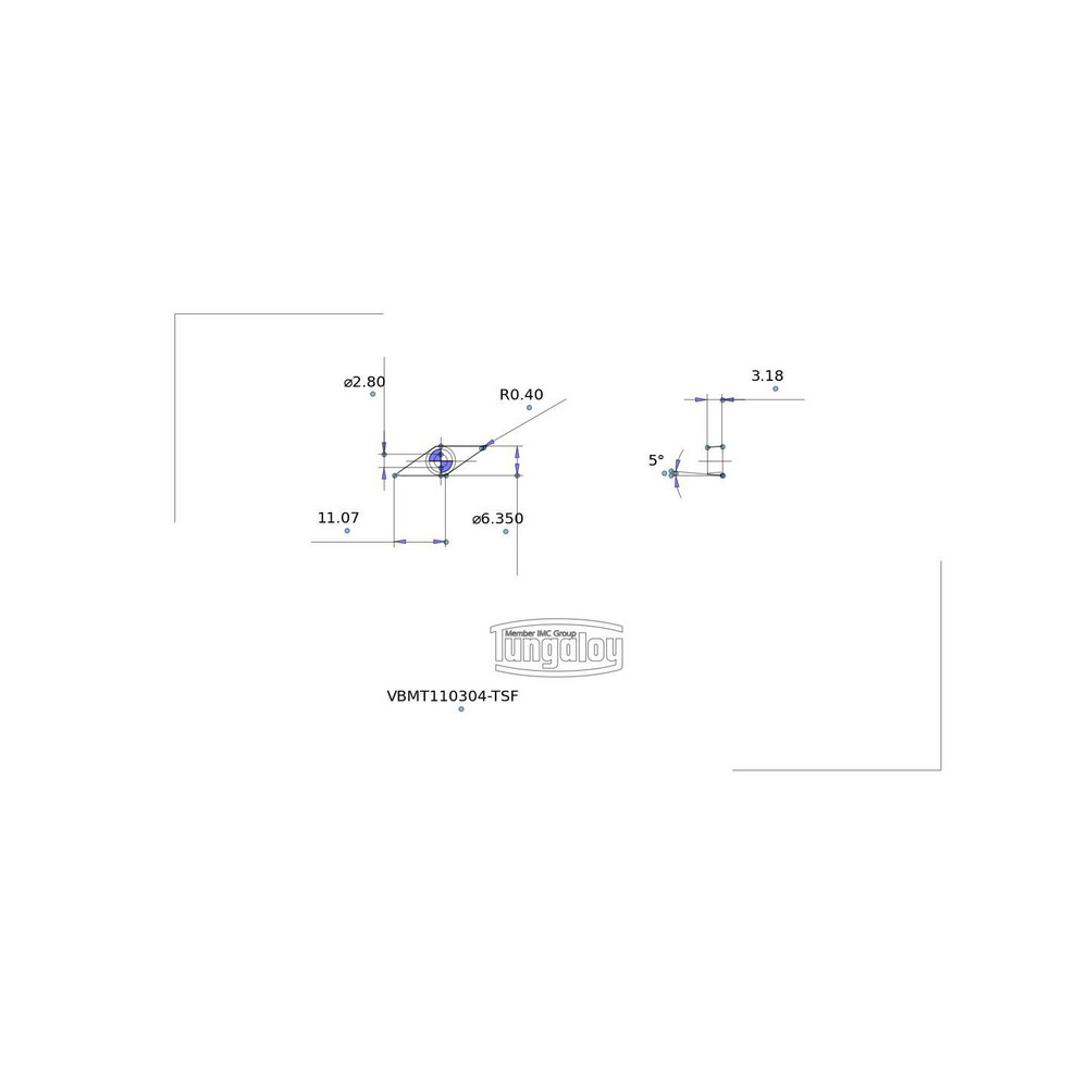 Tungaloy - Turning Insert: VBMT221TSF T9215, Carbide | MSC Direct