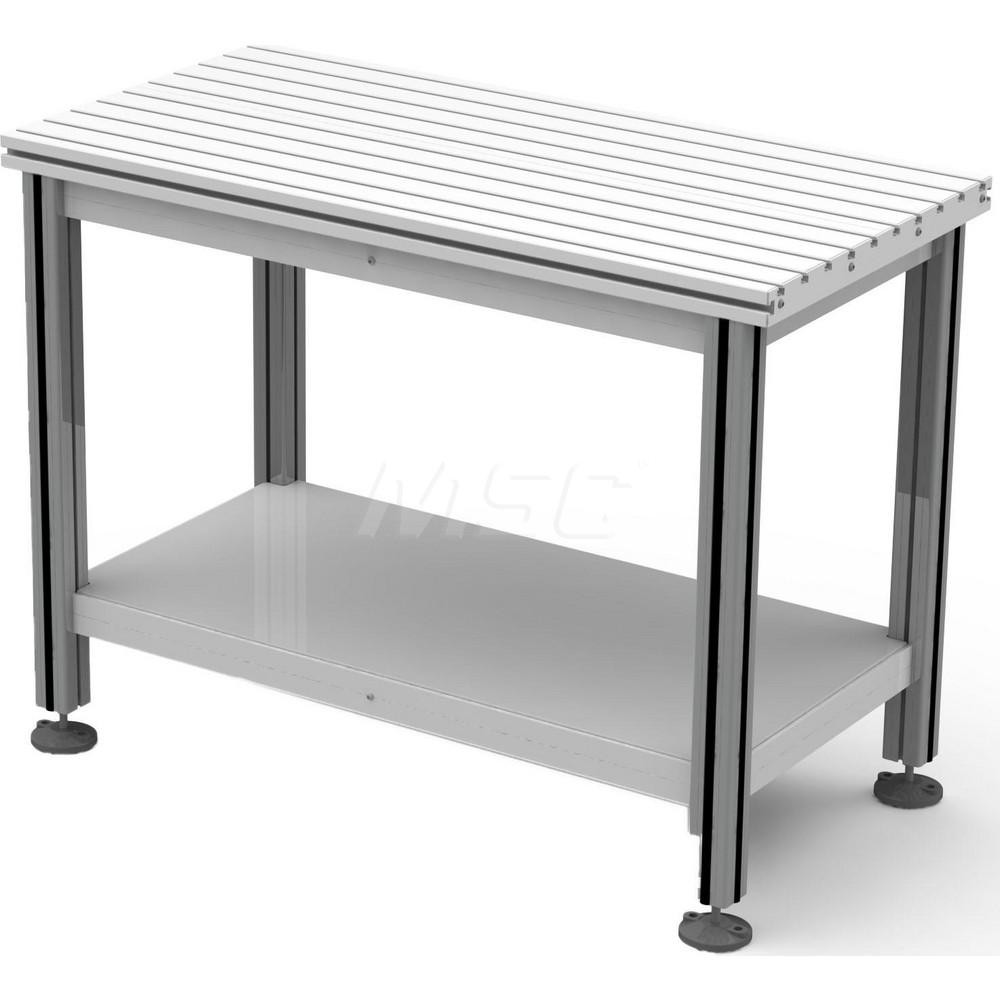 Isel USA - Work Table: 29-17/32" Wide, 19-45/16" Deep, 39-13/32" High, Aluminum Top, Aluminum ...