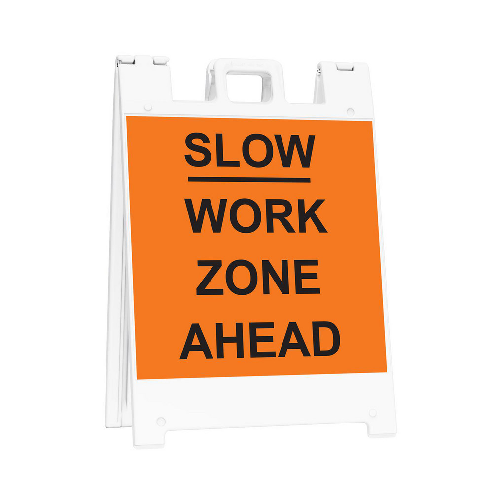 Plasticade - Pedestrian Barrier Sign Stand: Plastic, White, Use with ...