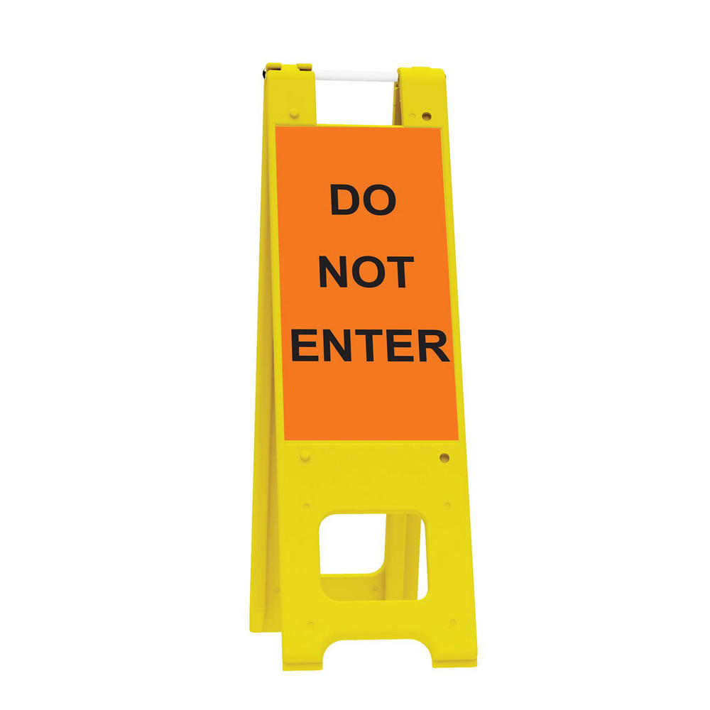 Plasticade - Pedestrian Barrier Sign Stand: Plastic, Yellow, Use with ...