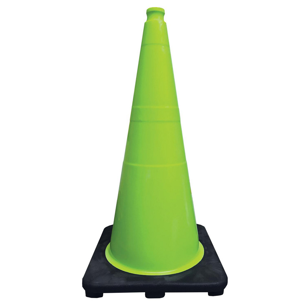 Plasticade - Traffic Cone with Base: Polyvinylchloride, 28" OAH, Lime ...