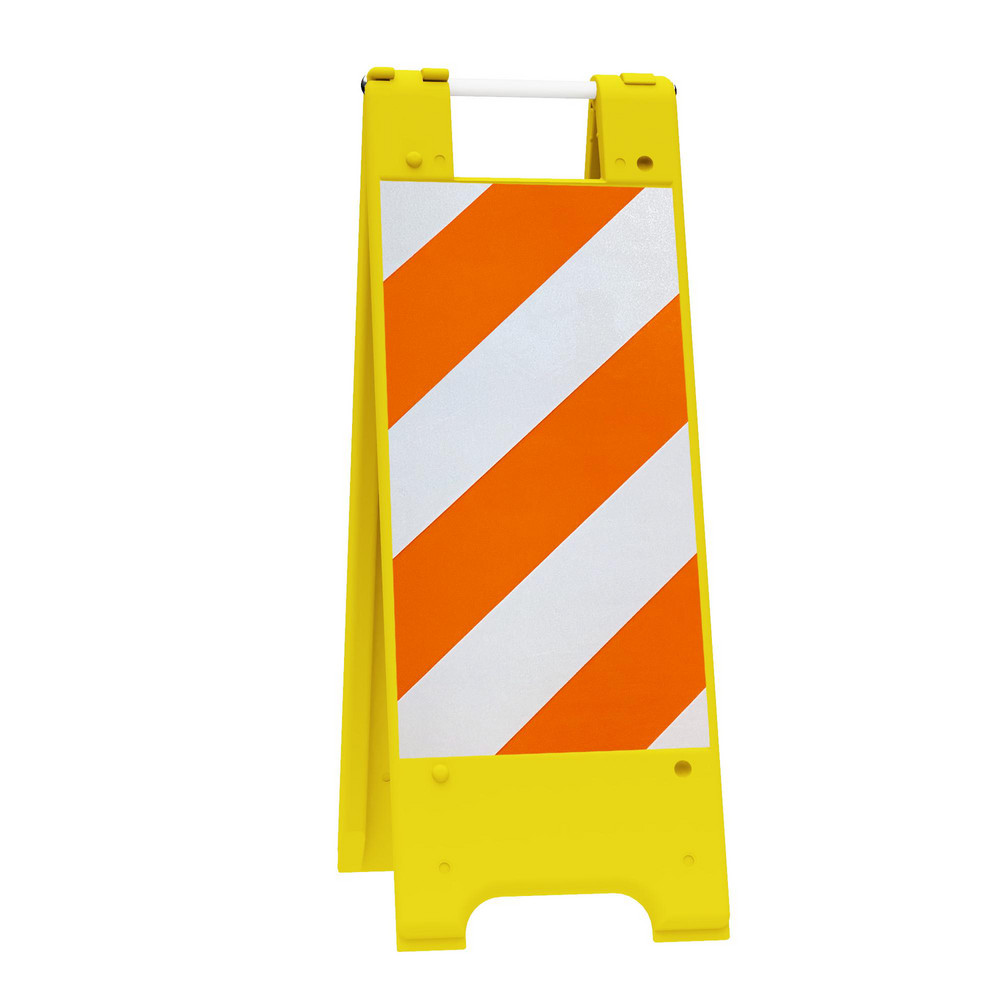 Plasticade - Pedestrian Barrier Sign Stand: Plastic, Yellow, Use with ...