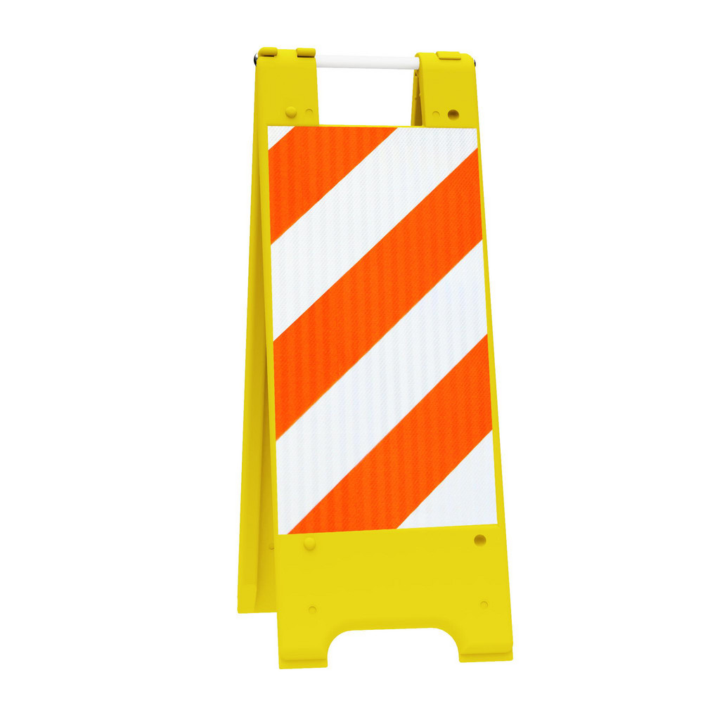 Plasticade - Pedestrian Barrier Sign Stand: Plastic, Yellow, Use with ...