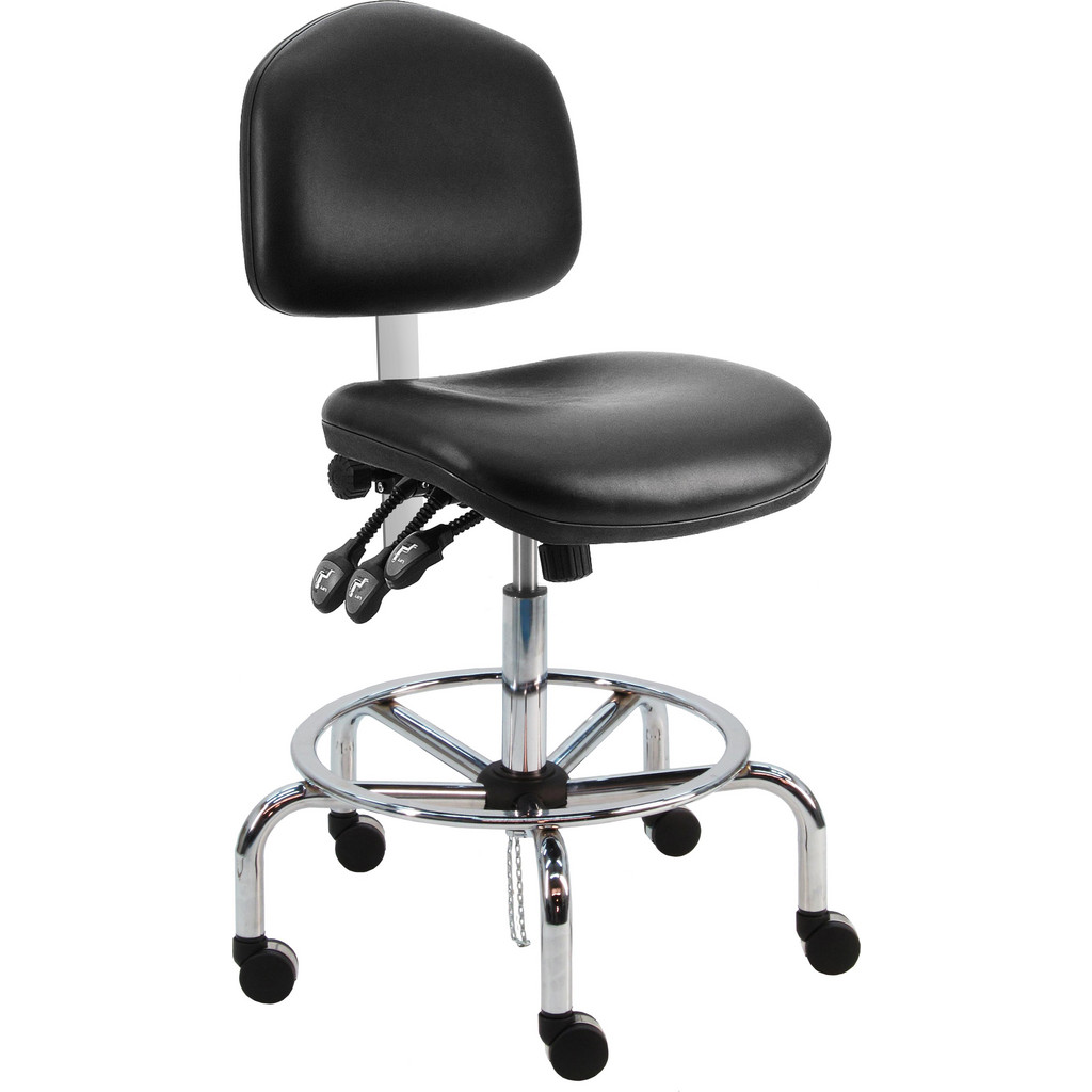 BenchPro - ESD Cleanroom Wide Task Chair: Vinyl, Black | MSC Direct