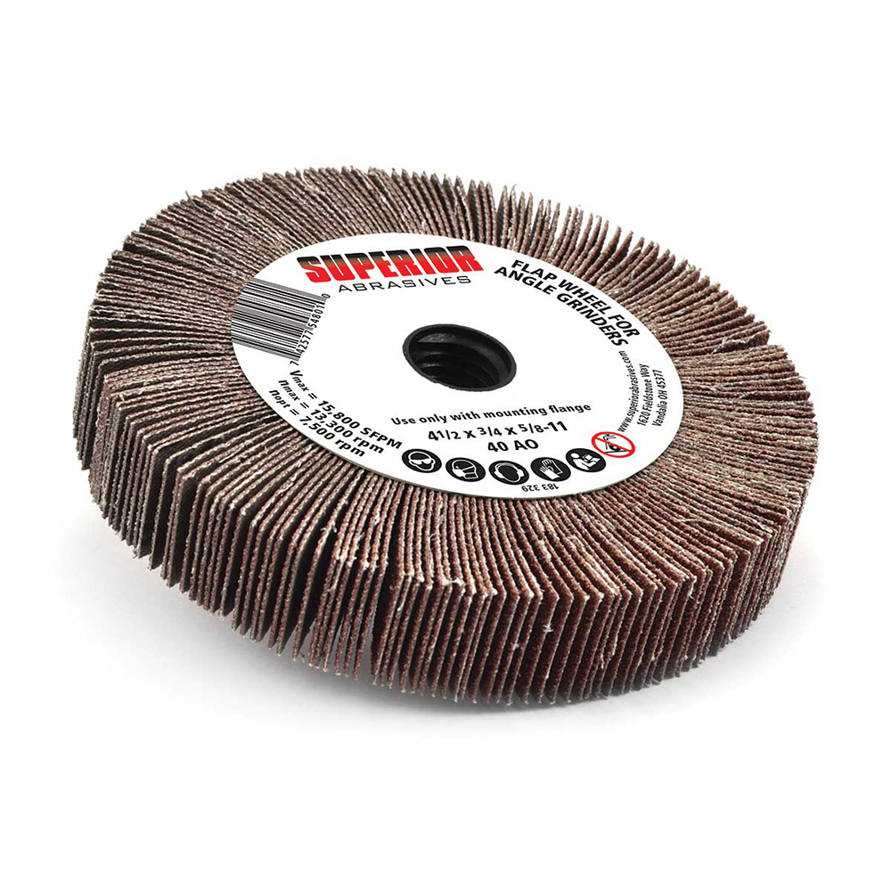Superior Abrasives - Mounted Flap Wheel: 4-1/2" Dia, 3/4" Face Width ...
