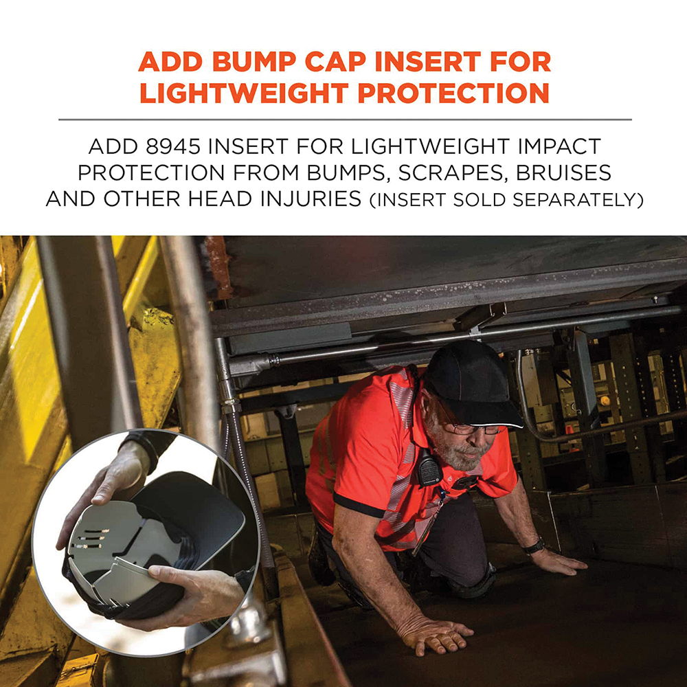 Ergodyne - Adjustable Hook & Loop Strap Vented Baseball Style Bump Cap ...