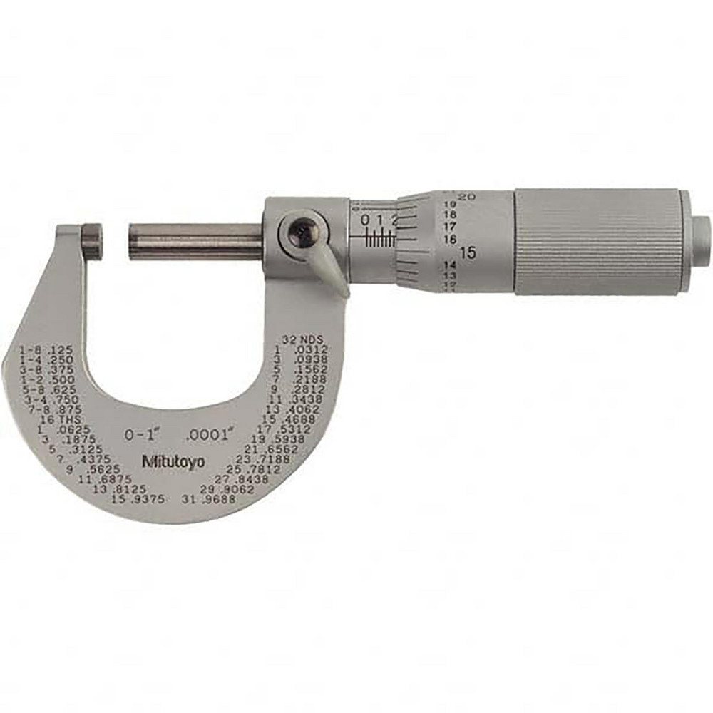 Mitutoyo - Mechanical Outside Micrometers; 0-1" .0001GRAD FRICTN MECH ...