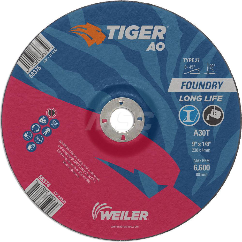 Weiler - Depressed-Center Wheel: Type 27, 9" Dia, 1/8" Thick, 7/8" Hole ...