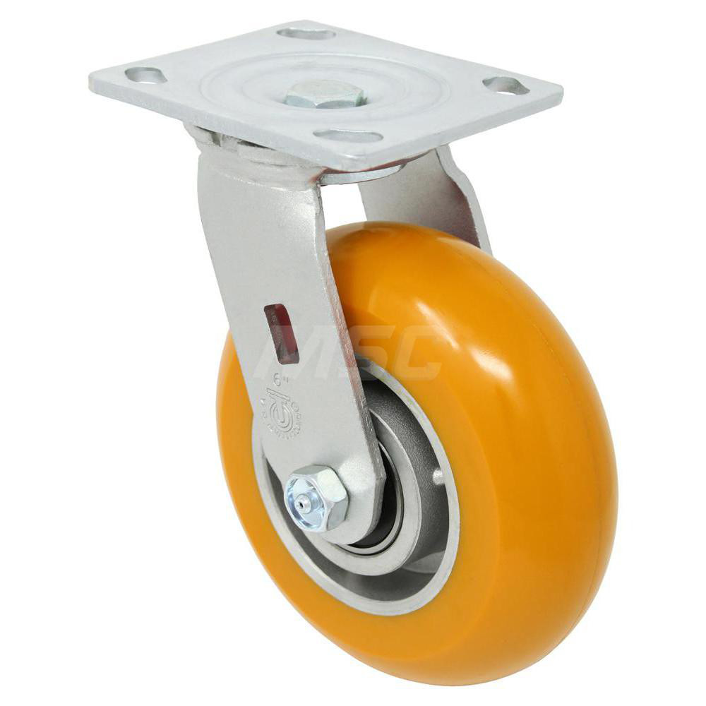 Durable Superior - Top Plate Caster: Polyurethane, 6" Wheel Dia, 2 ...