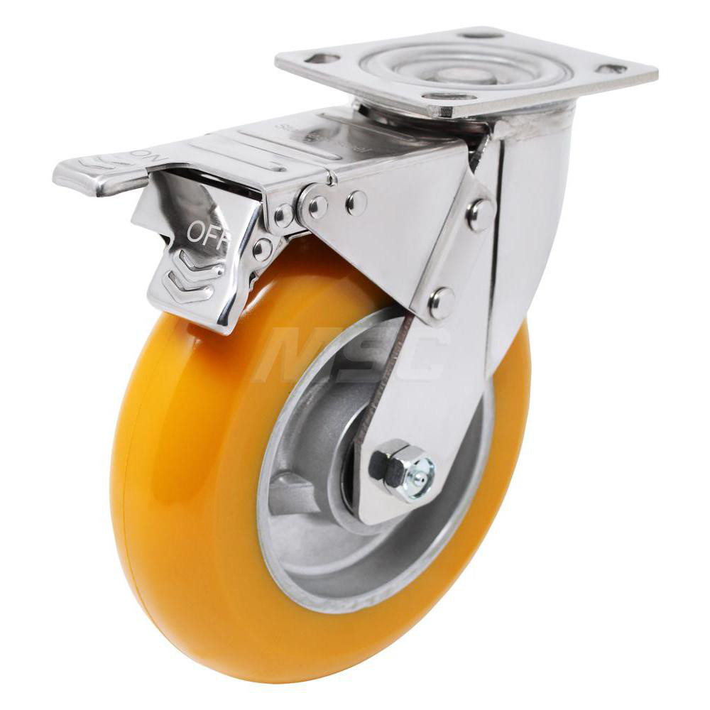 Durable Superior - Top Plate Caster: Polyurethane, 8" Wheel Dia, 2 ...