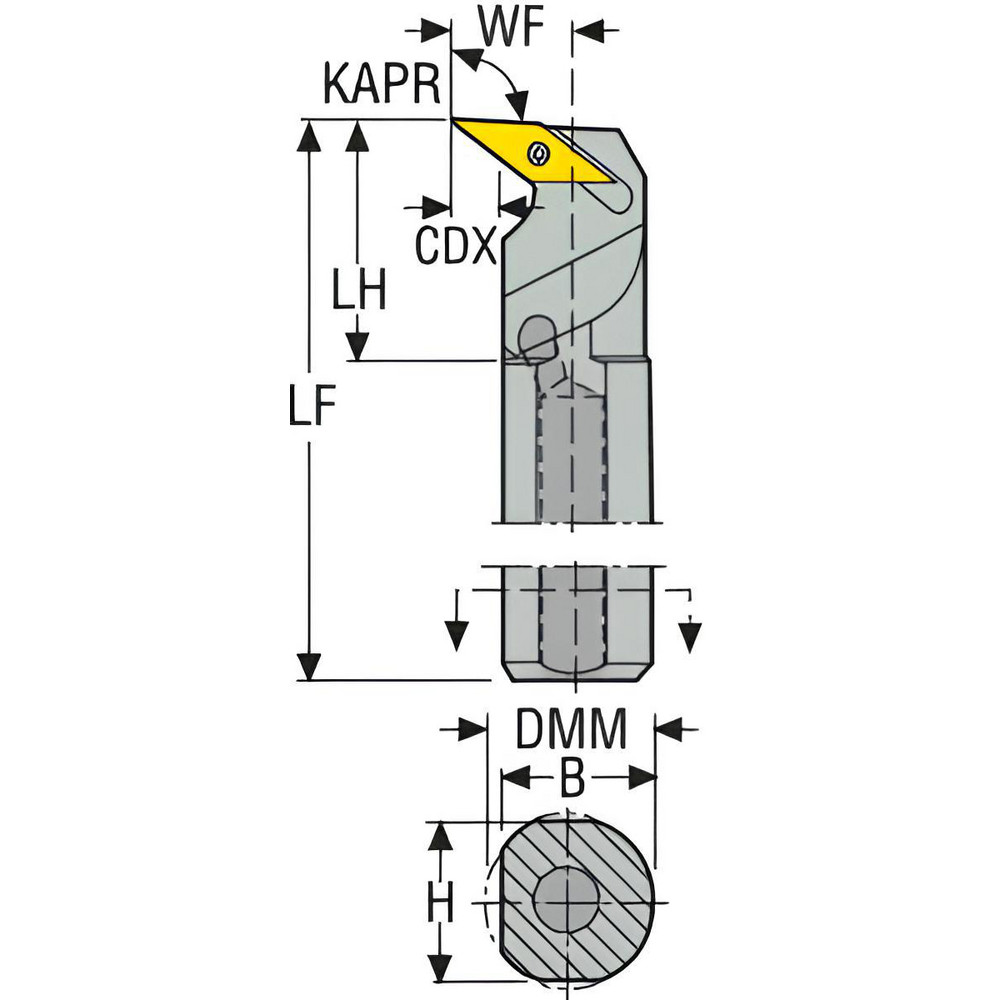 Seco - Indexable Boring Bar: A16R-SVUBL11, 22.00 mm Min Bore, 93 deg ...
