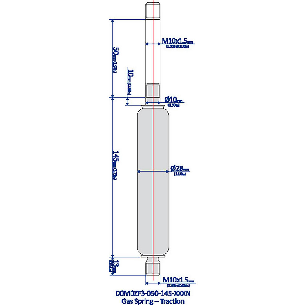Bansbach, EasyLift - Traction Gas Spring: 10 mm Rod Dia, 20 lb Capacity ...