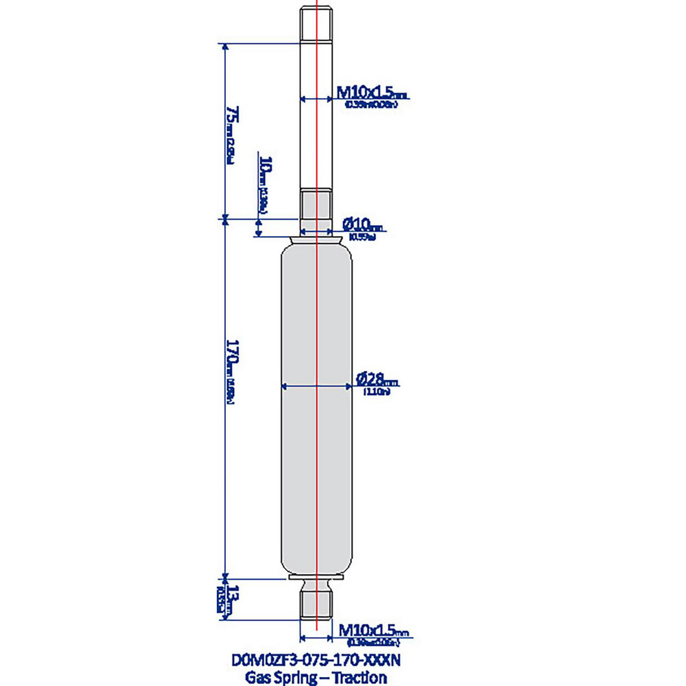 Bansbach, EasyLift - Traction Gas Spring: 10 mm Rod Dia, 30 lb Capacity ...