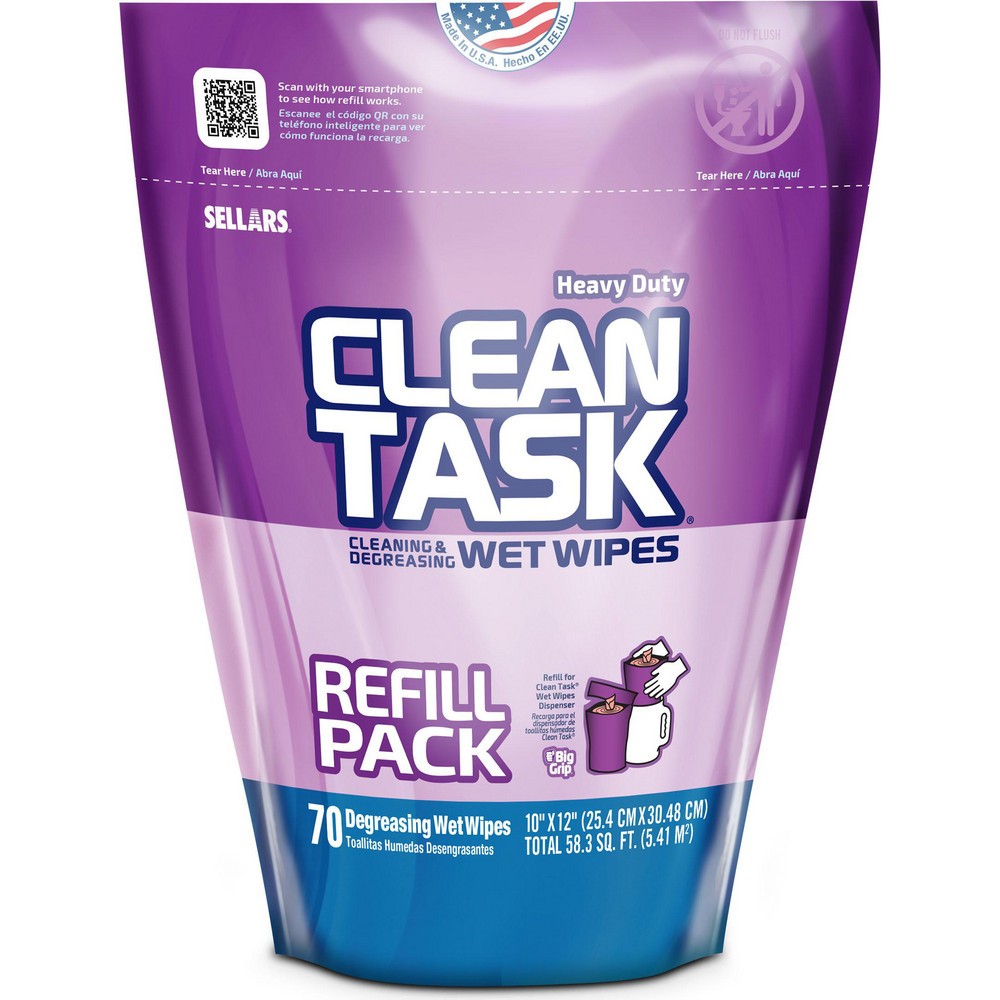 Sellars - CLEAN TASK Degreasing Wipes: Wet, Big Grip Refill Pack, 12" x 10", Red | MSC Direct