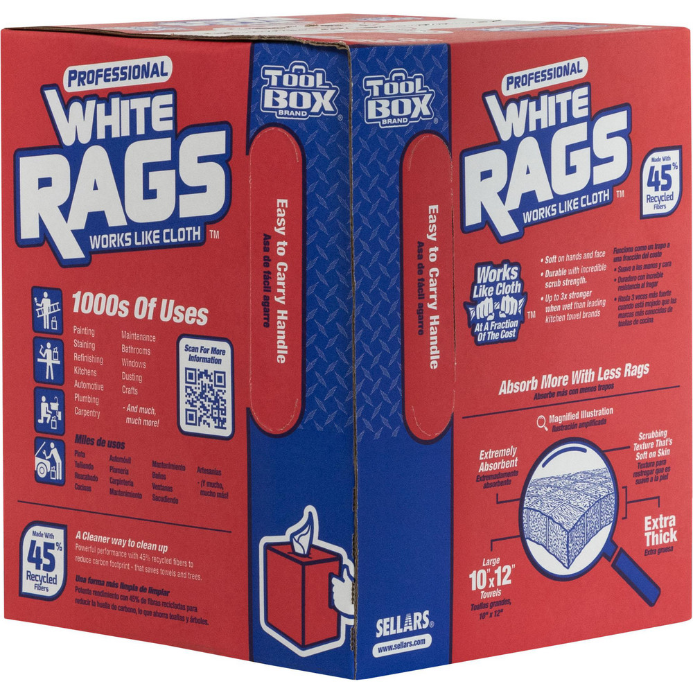 Sellars - TOOLBOX White Rags: Dry, Center-Pull Box, 12" x 10", White ...