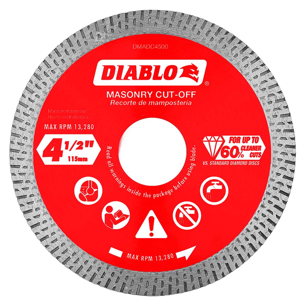 DIABLO - Wet & Dry Cut Saw Blade: 4-1/2" Dia, 0.7874, 5/8 & 7/8" Arbor ...