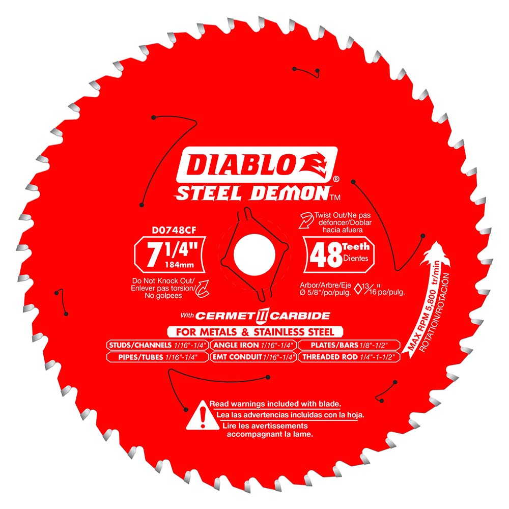 DIABLO - Wet & Dry Cut Saw Blade: 7-1/4" Dia, 5/8" Arbor Hole, 0.075 ...