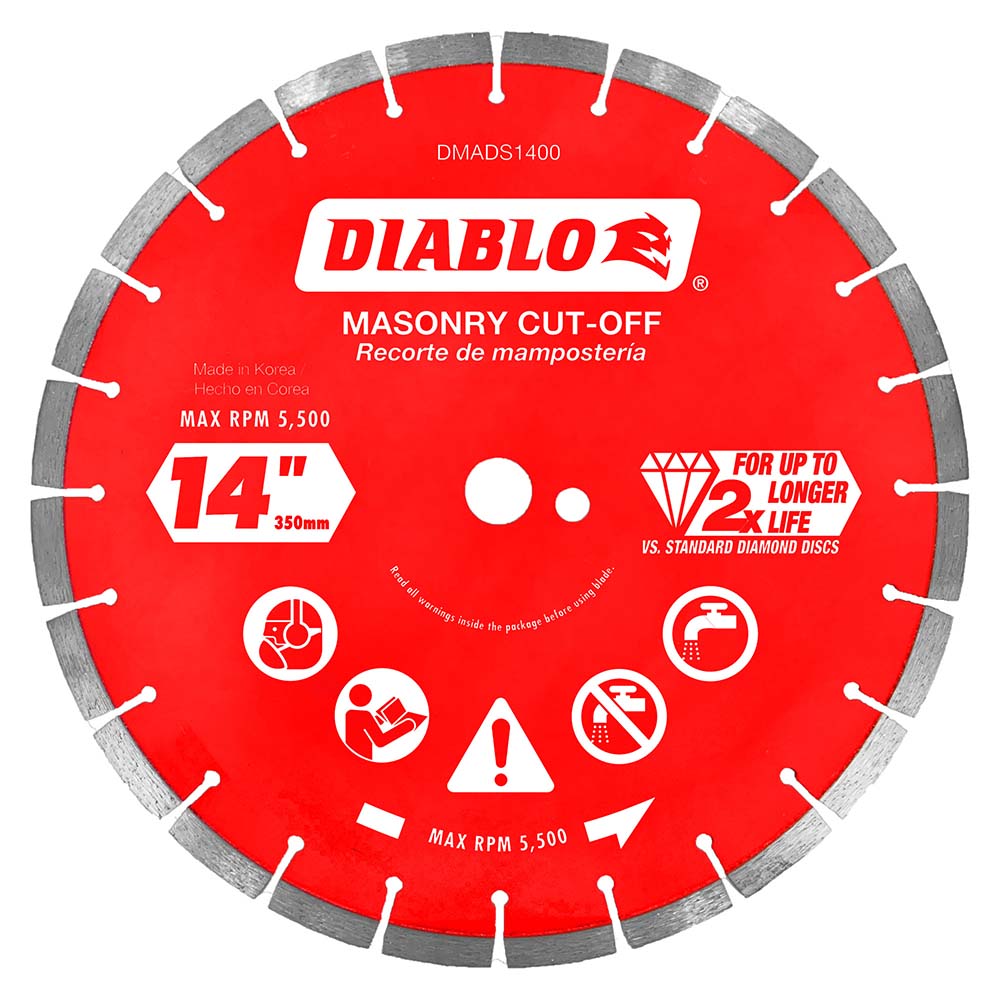 DIABLO - Wet & Dry Cut Saw Blade: 14" Dia, 1 & 0.7874" Arbor Hole, 0. ...