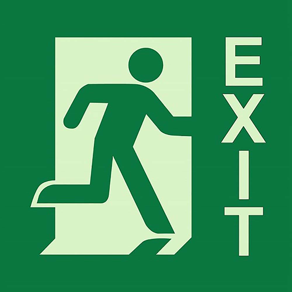 AbilityOne - 8X8 PHOTOLUM EXIT RIGHT SAFETY SIGN | MSC Direct