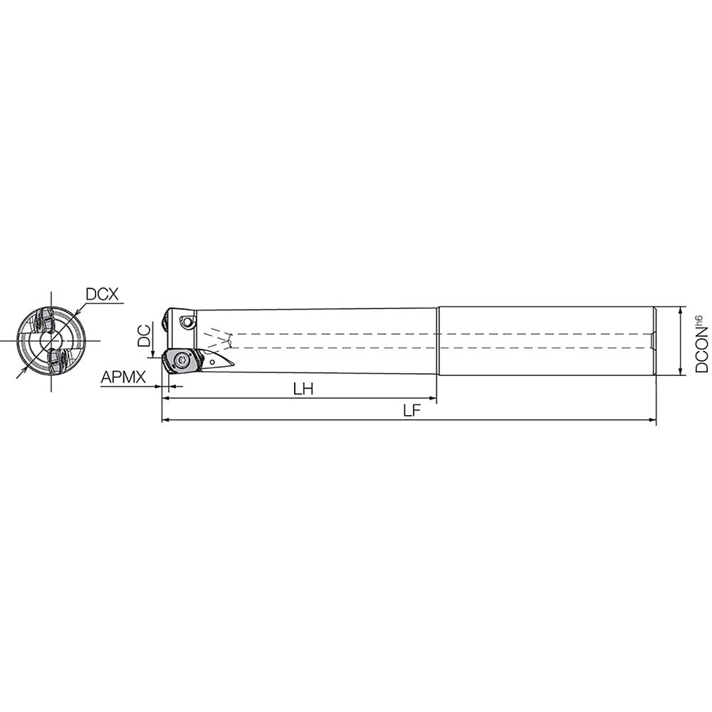 Kyocera - Indexable High-Feed End Mill: MFH1250S125044T8, 1-1/4" Cut ...