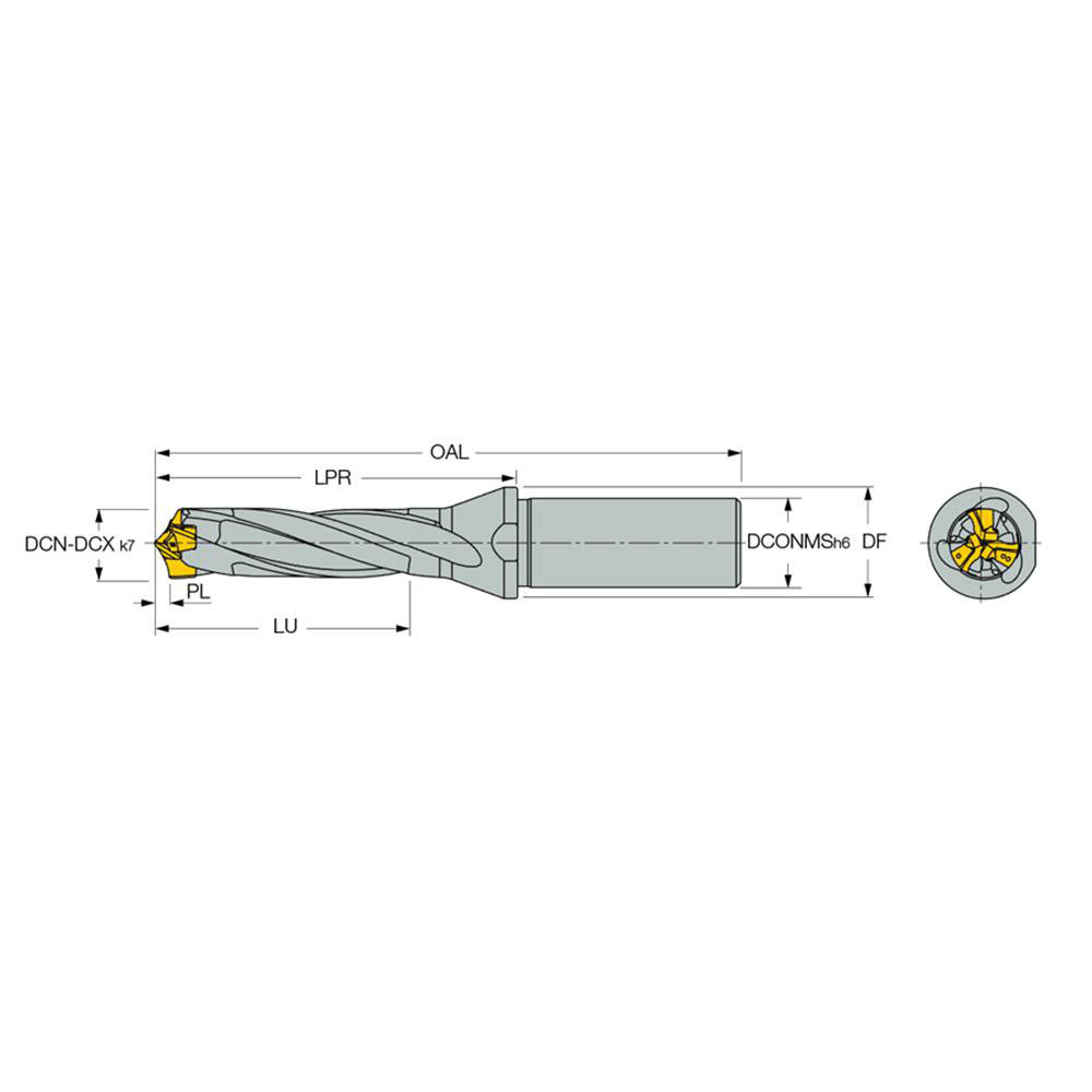 Iscar - Replaceable-Tip Drill: 0.472 to 0.488" Dia, 1.525" Max Depth, 5 ...