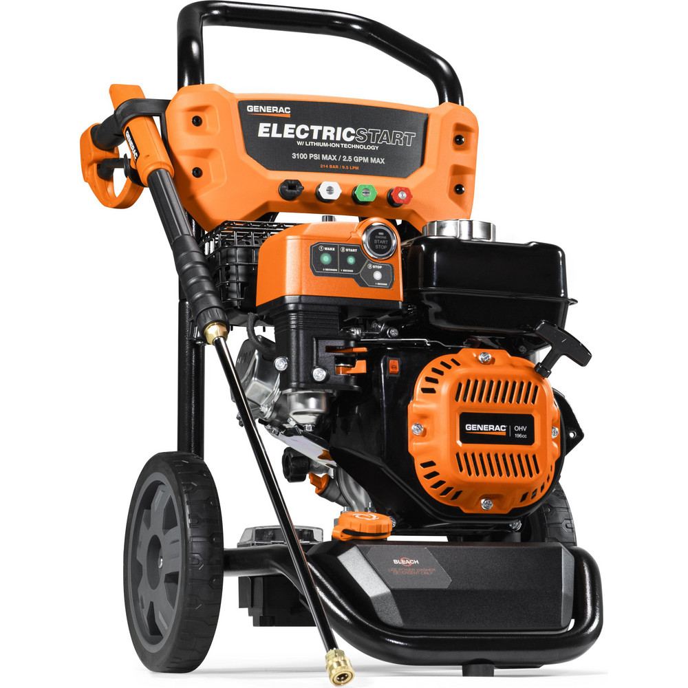 Generac Power - Pressure Washer: 3,100 psi, 3 GPM, Gas & Battery, Cold ...