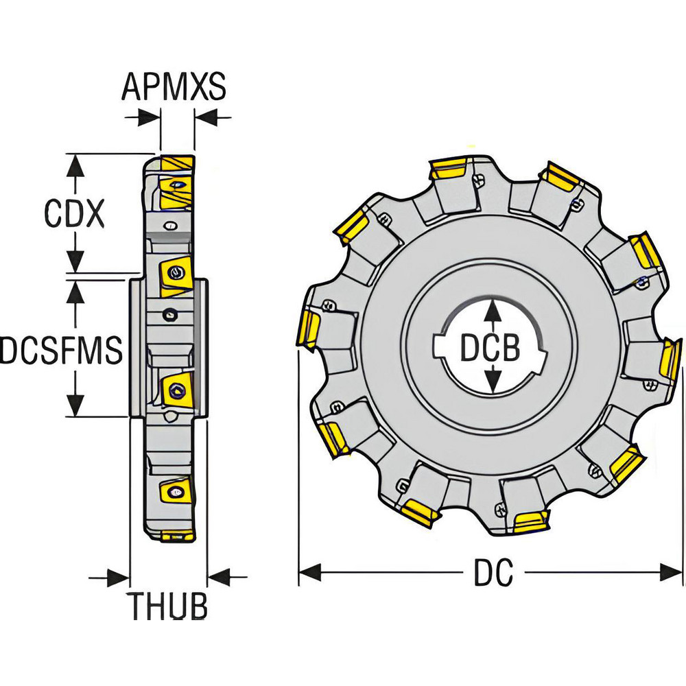 Seco - Indexable Slotting Cutter: 0.8270" Cutting Width, 10.0000 ...