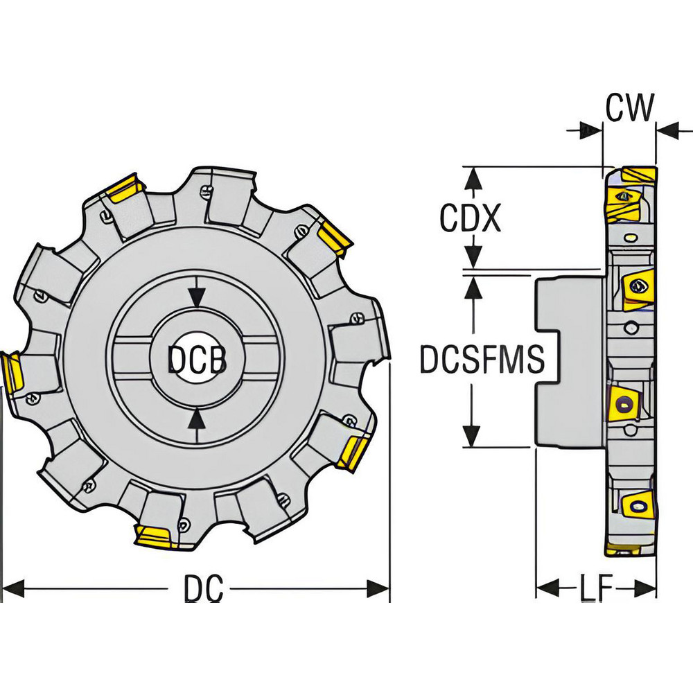 Seco - Indexable Slotting Cutter: 0.6690" Cutting Width, 10.0000 ...