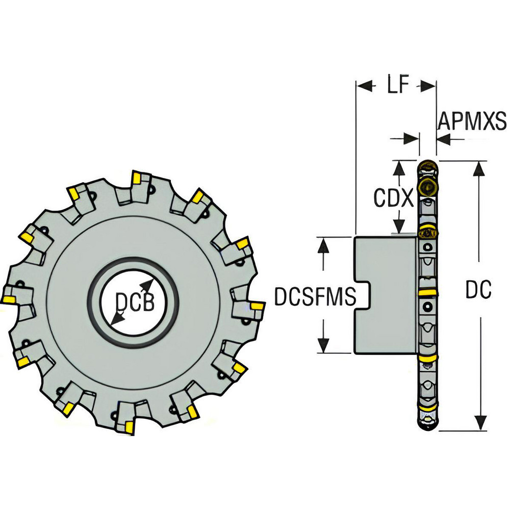 Seco - Indexable Slotting Cutter: 8.00 mm Cutting Width, 205.00 mm ...